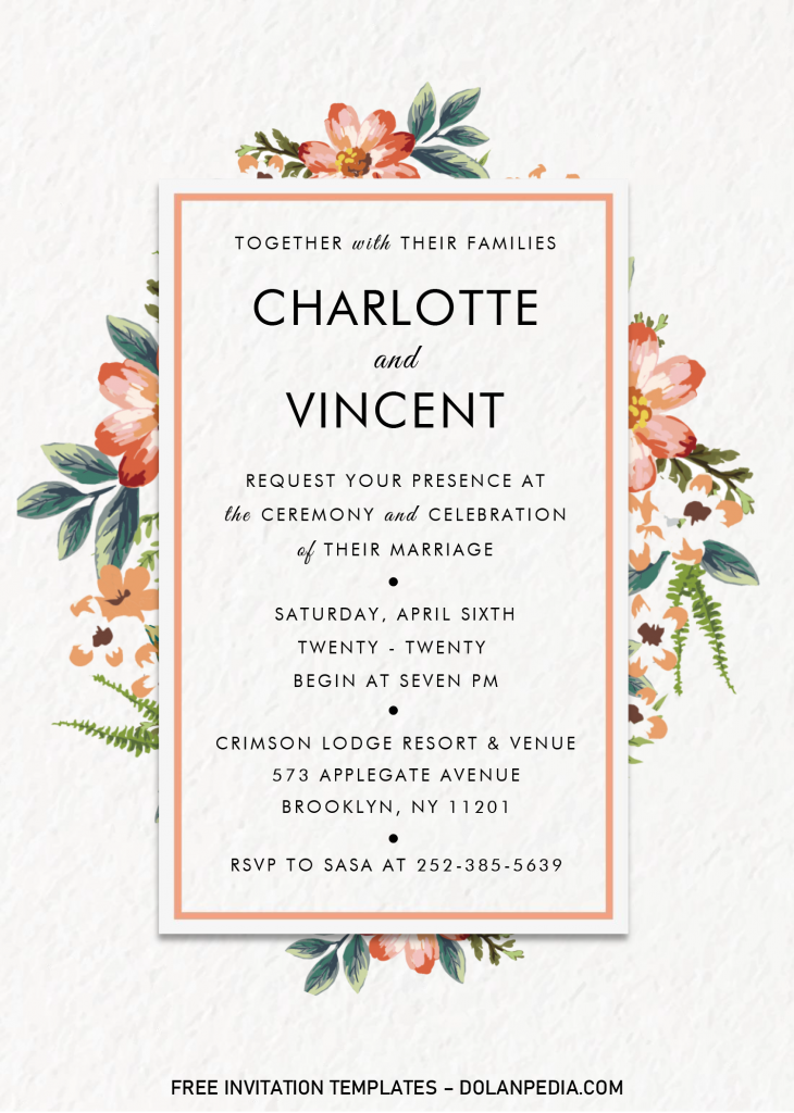 Modern Floral Invitation Templates - Editable With MS Word