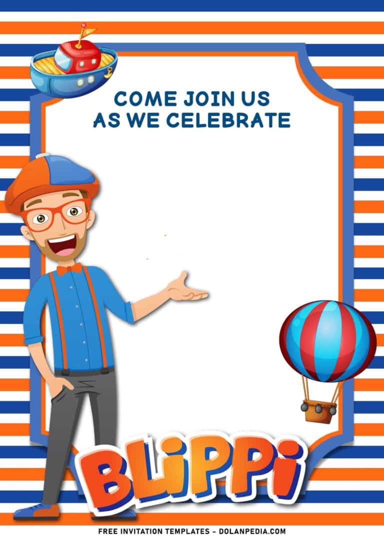 7+ Cute Blue And Orange Blippi Birthday Invitations With Kids Toys