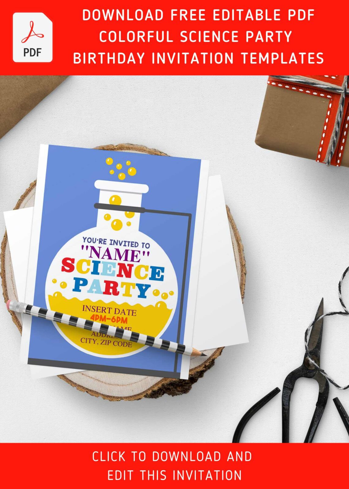 (Free Editable PDF) Colorful Science Party Invitation Templates For ...