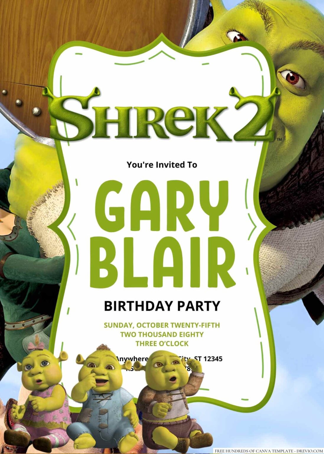 FREE Shrek 2 Birthday Invitation Templates