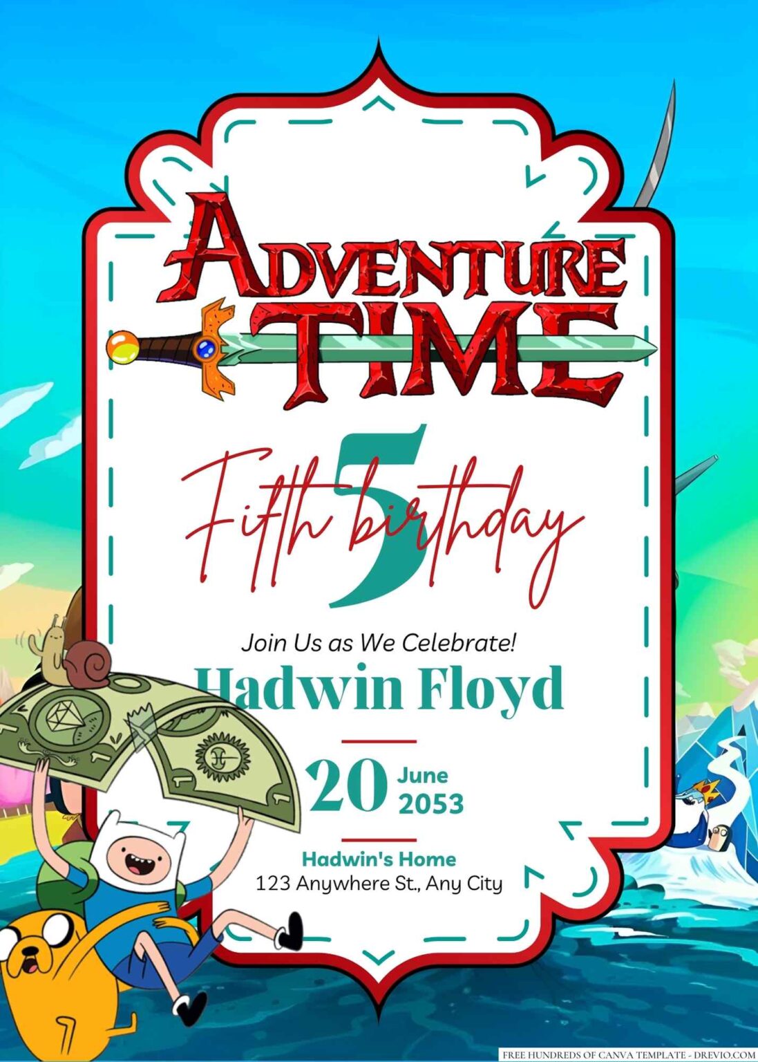 FREE Adventure Time Birthday Invitation Templates