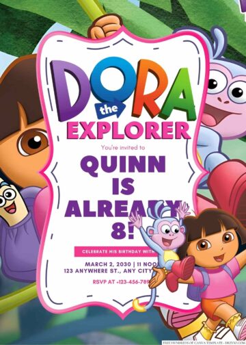 FREE Dora the Explorer Birthday Invitation Templates
