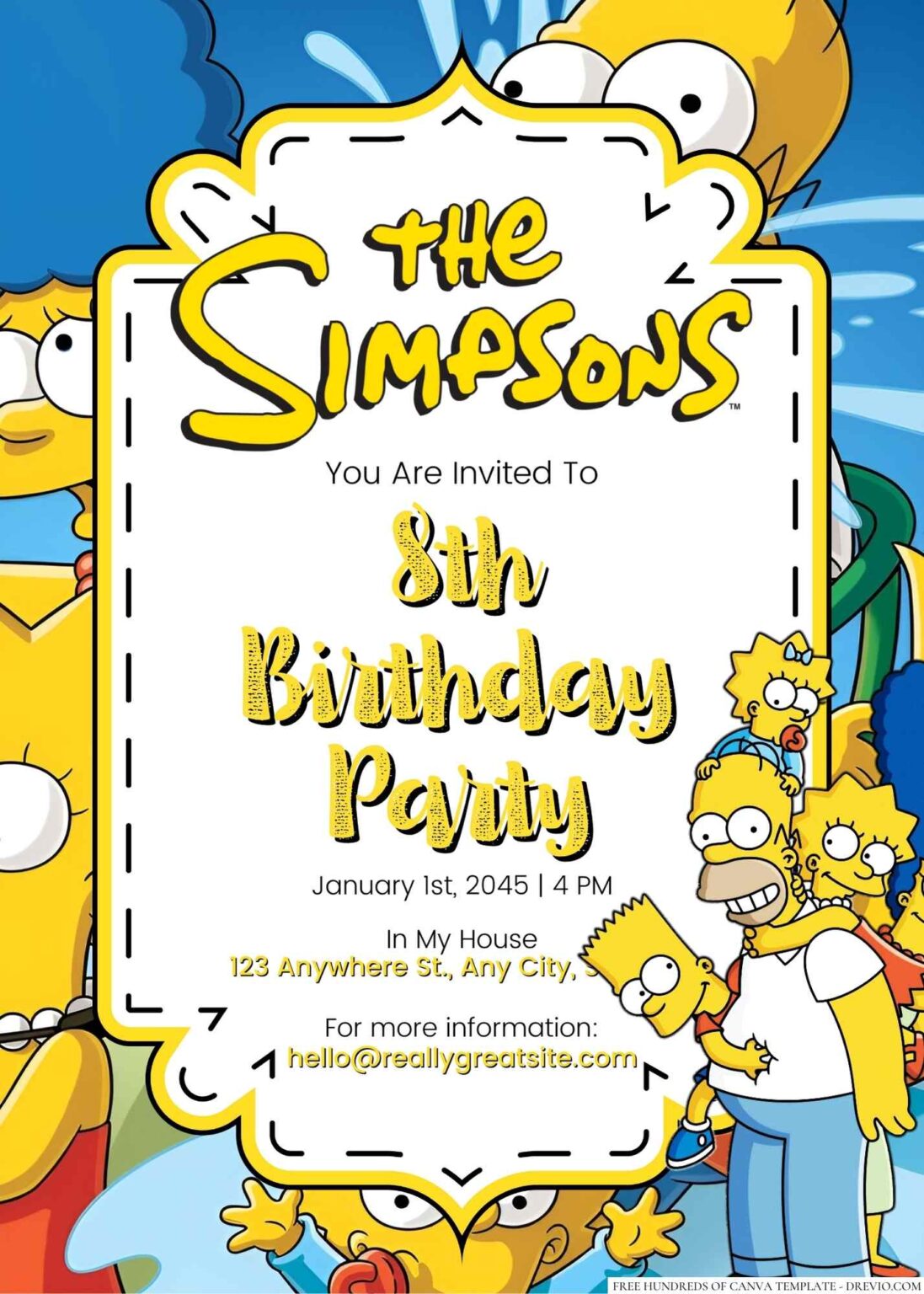 FREE The Simpsons Birthday Invitation Templates