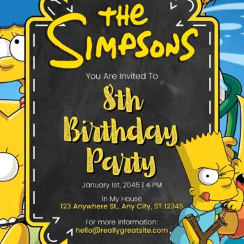 FREE The Simpsons Birthday Invitation Templates
