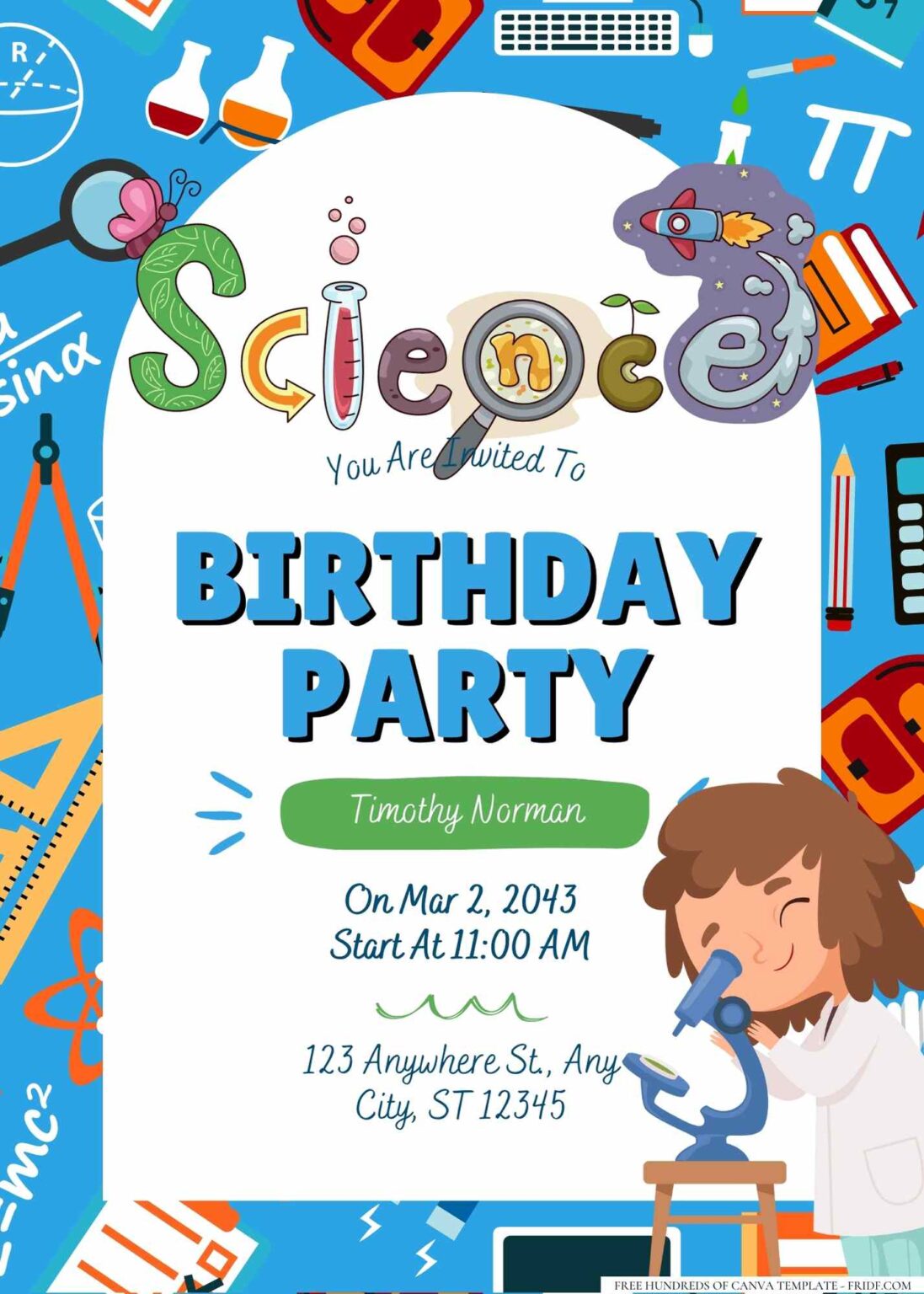 Science Lab Birthday Invitation Templates