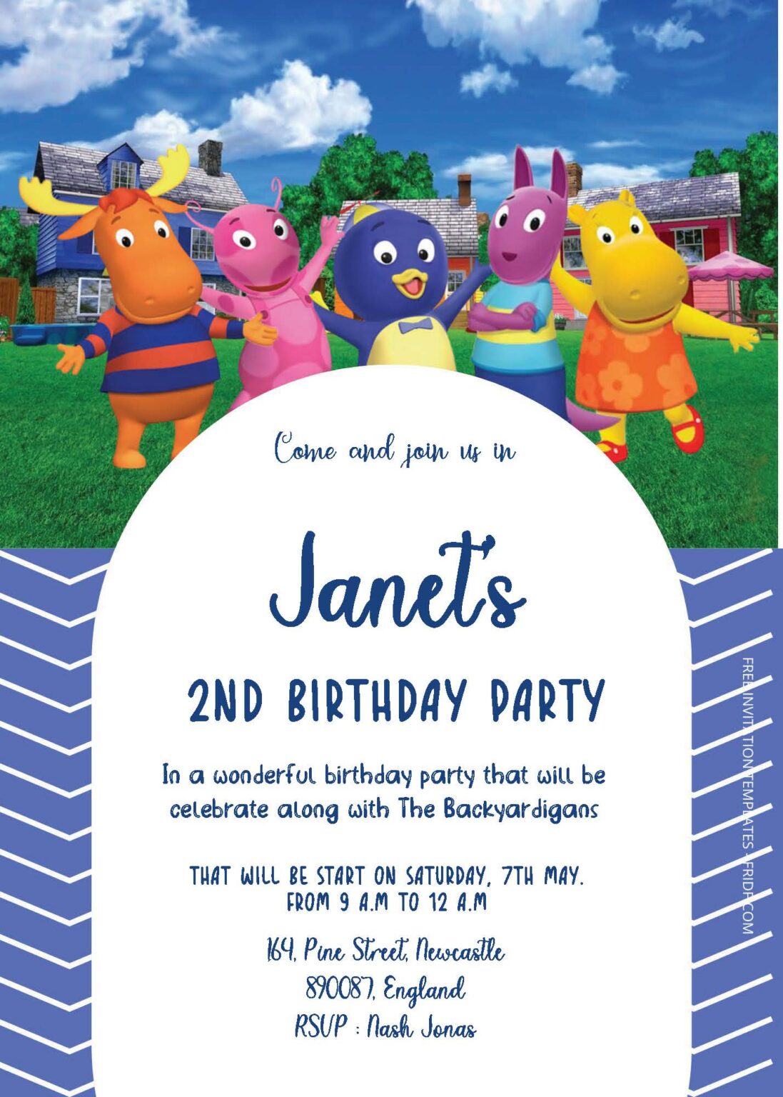 Free Editable PDF - The Backyardigans Birthday Invitation Templates