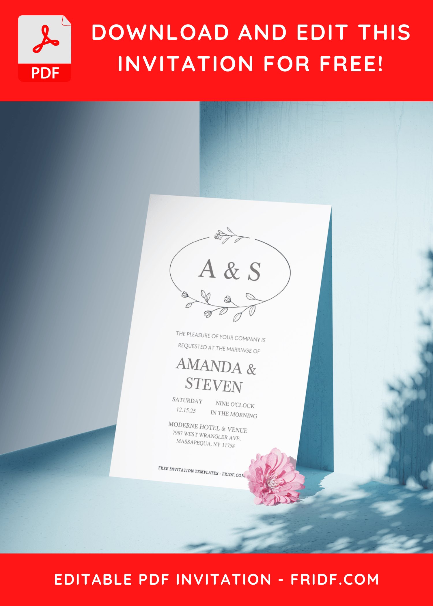 (Free Editable PDF) Aesthetic Floral Monogram Wedding Invitation Templates