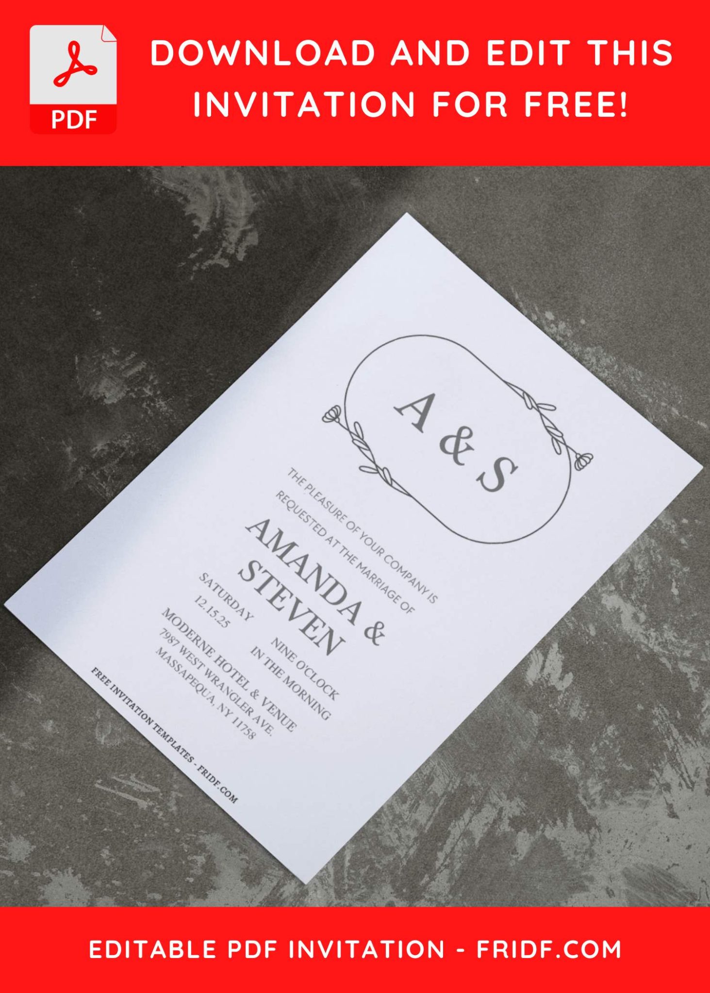(Free Editable PDF) Aesthetic Floral Monogram Wedding Invitation Templates