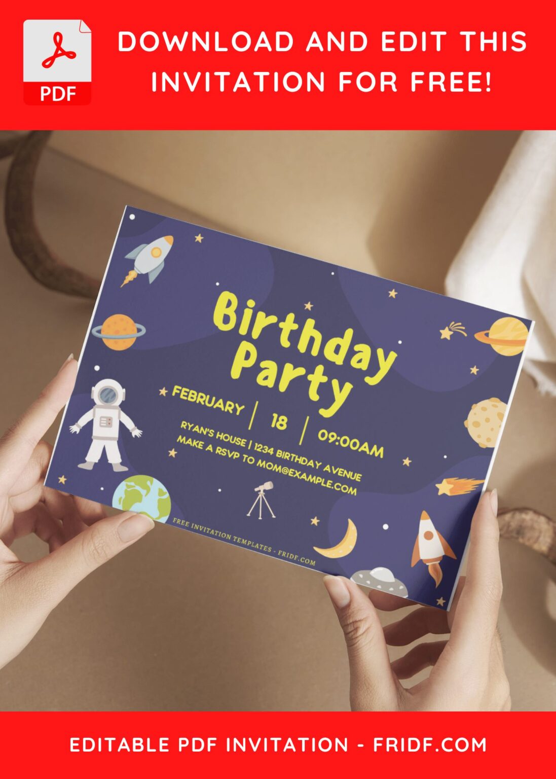 (Free Editable PDF) Festive Outer Space Birthday Invitation Templates