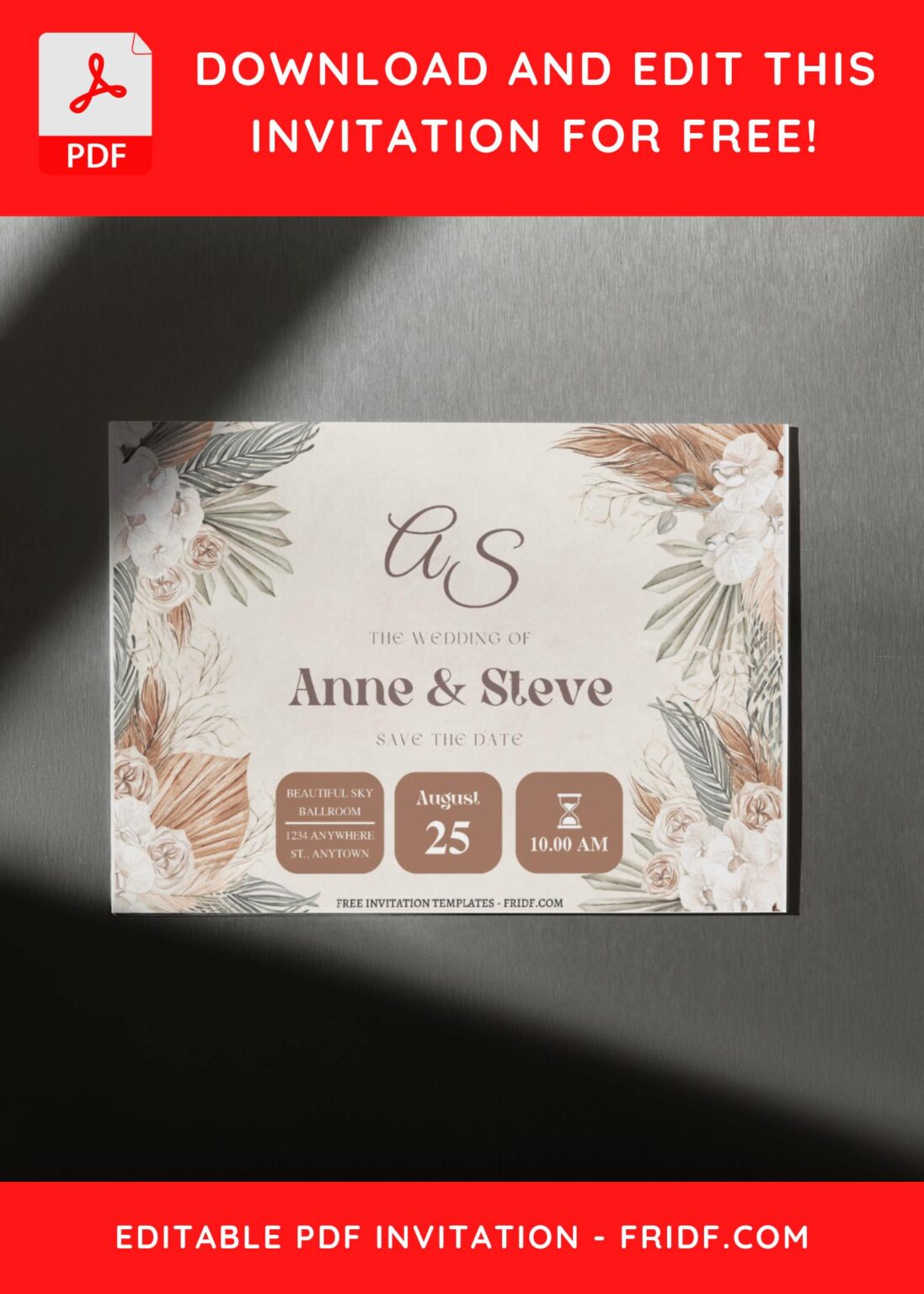 (Free Editable PDF) Eclectic Bohemian Style Wedding Invitation Templates