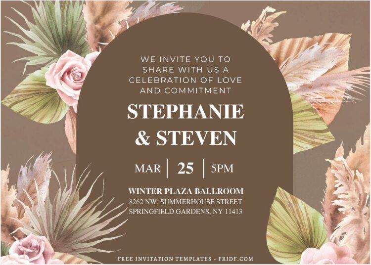 (Free Editable PDF) Bohemian Simplicity Wedding Invitation Templates ...