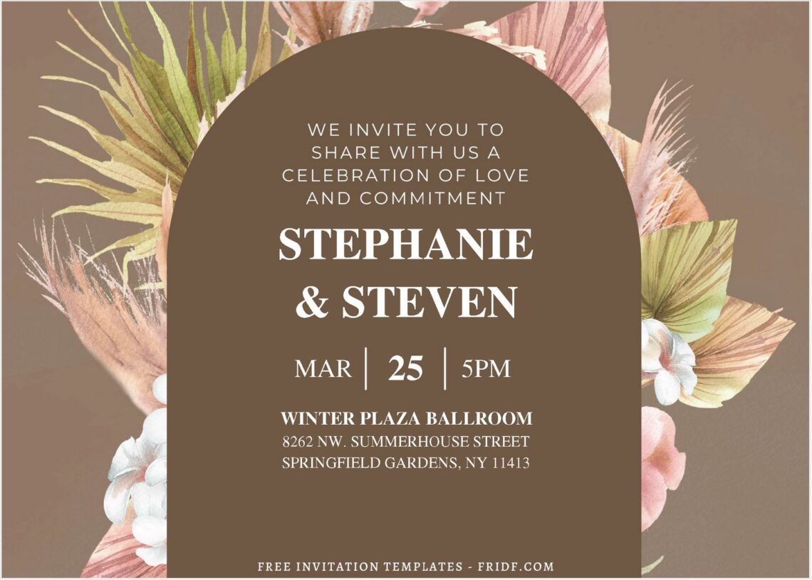 (Free Editable PDF) Bohemian Simplicity Wedding Invitation Templates