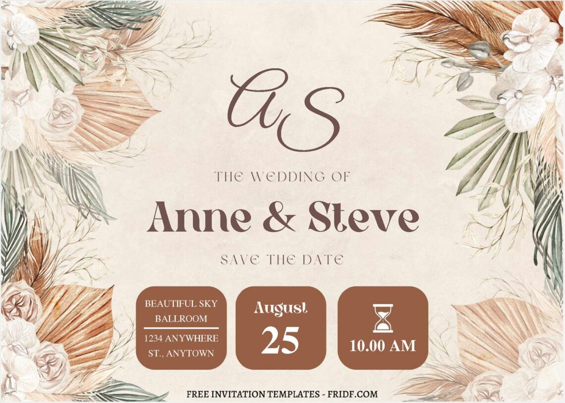 (Free Editable PDF) Eclectic Bohemian Style Wedding Invitation Templates