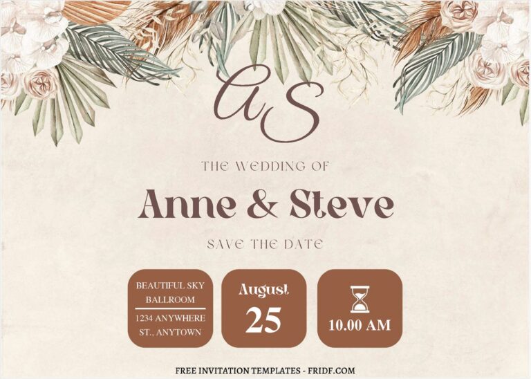 (Free Editable PDF) Eclectic Bohemian Style Wedding Invitation Templates