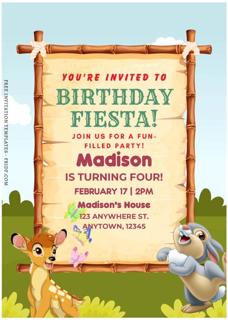 (Free Editable PDF) Enchanting Disney Bambi Birthday Invitation Templates