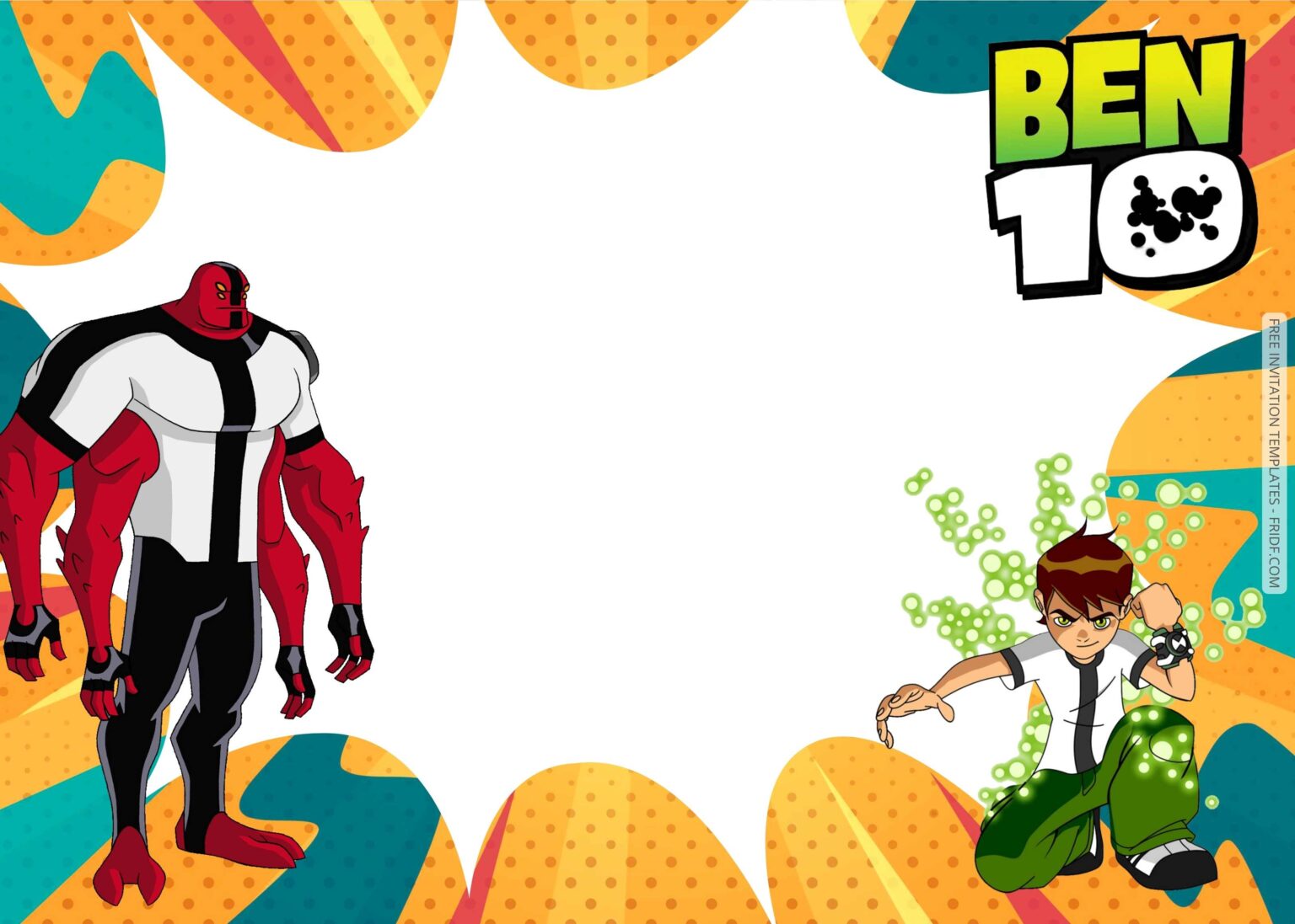 FREE Be Heroes With Ben10 Birthday Invitation Templates