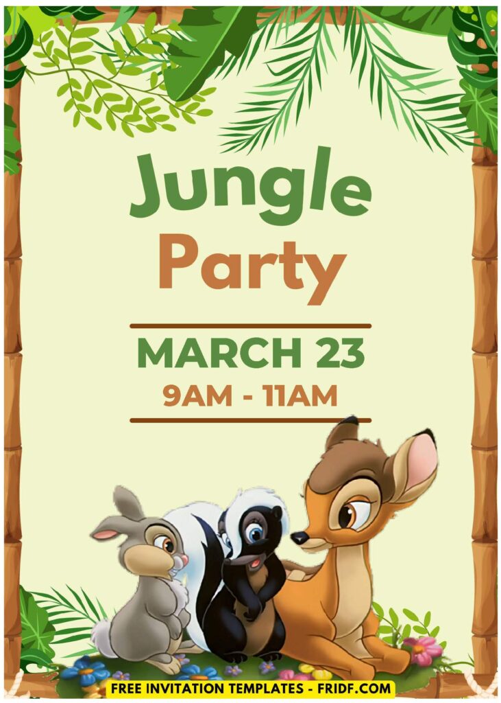 (Easily Edit PDF Invitation) Classic Disney Bambi Birthday Invitation