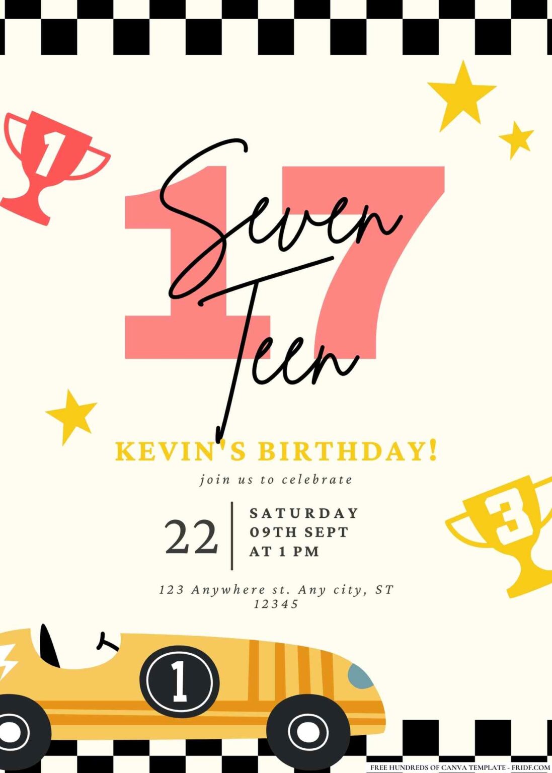 Hit the Gas & Buckle Up! Race Car Rally Birthday Invitations