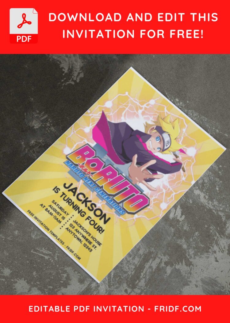 (Easily Edit PDF Invitation) Boruto Next Gen Ninja Birthday Invitation