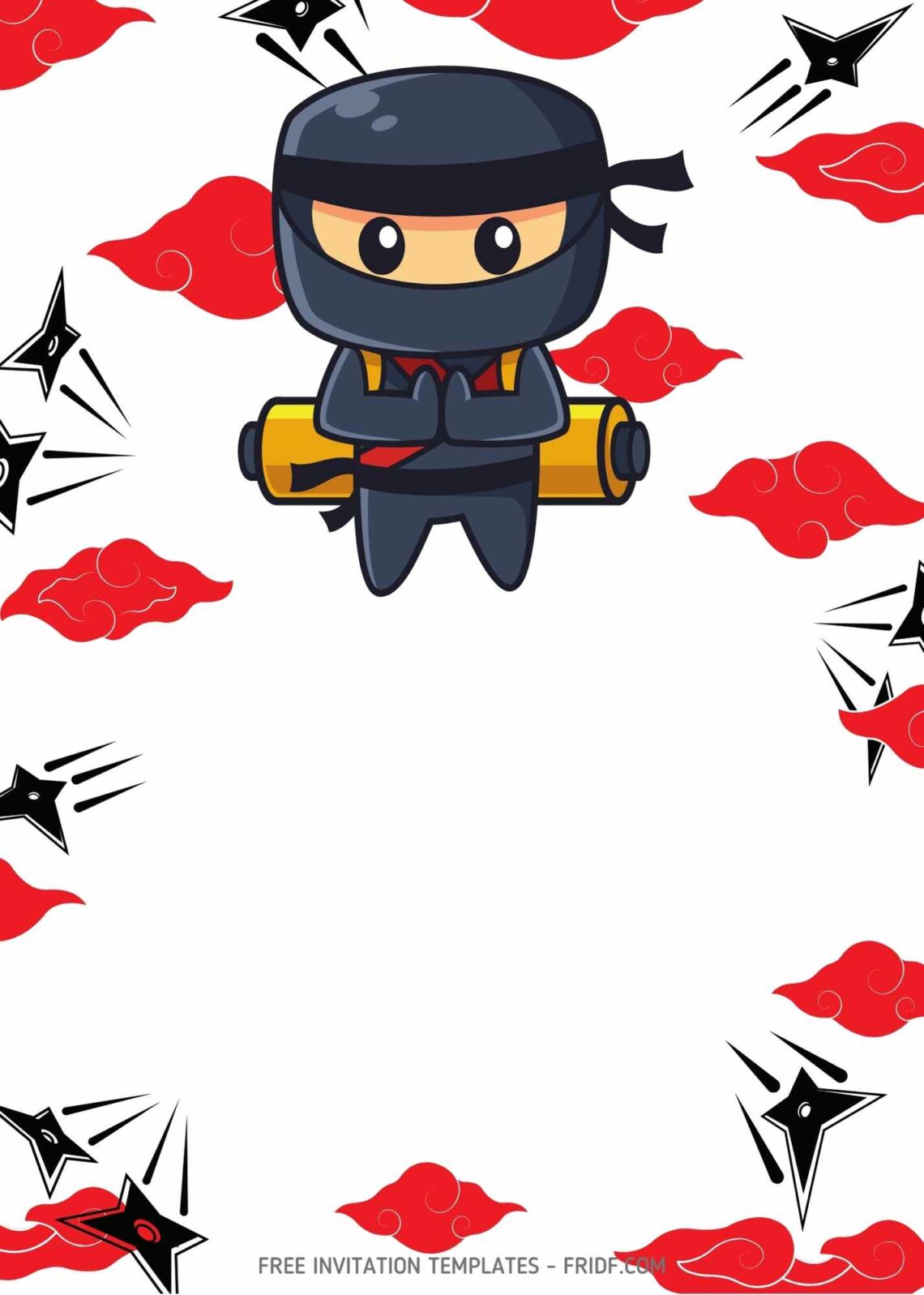 FREE Canva Invitation - Adorable Ninja Birthday Invitation Templates