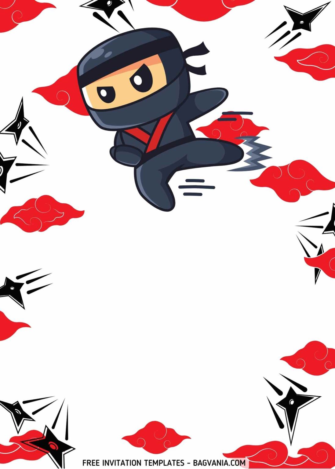 FREE Canva Invitation - Adorable Ninja Birthday Invitation Templates