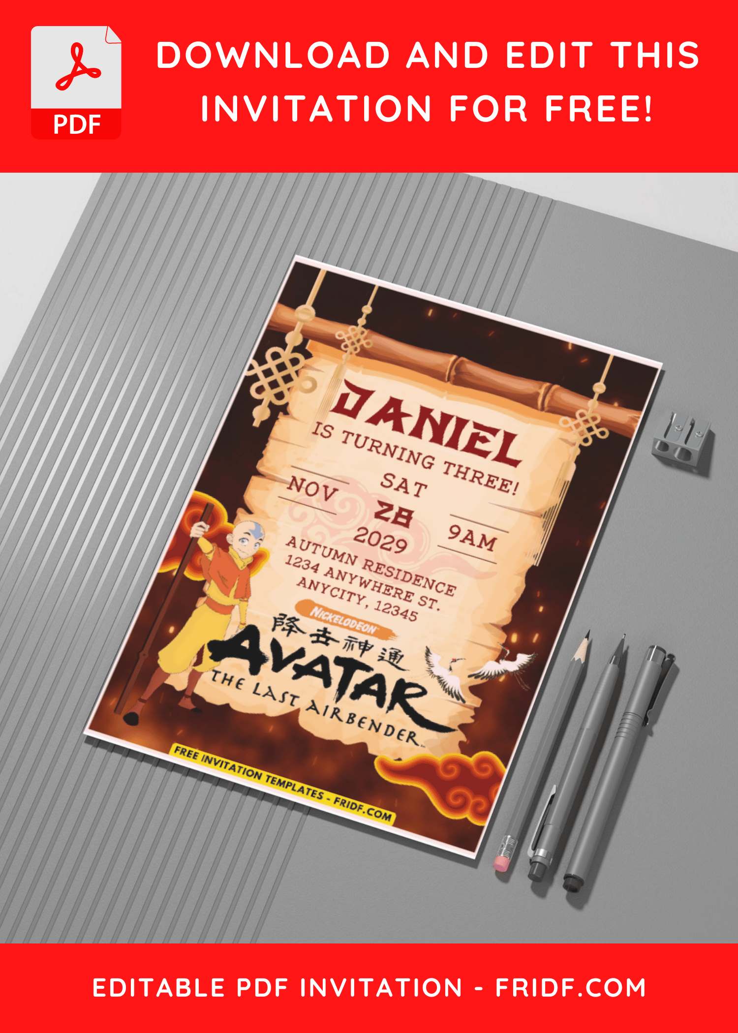 (Easily Edit PDF Invitation) Cool Avatar Themed Birthday Invitation