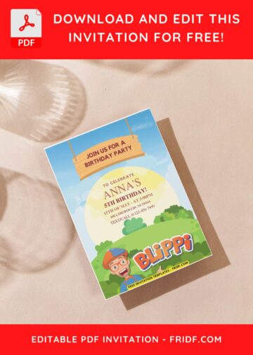 (Free PDF Invitation) Playful Blippi Birthday Invitation