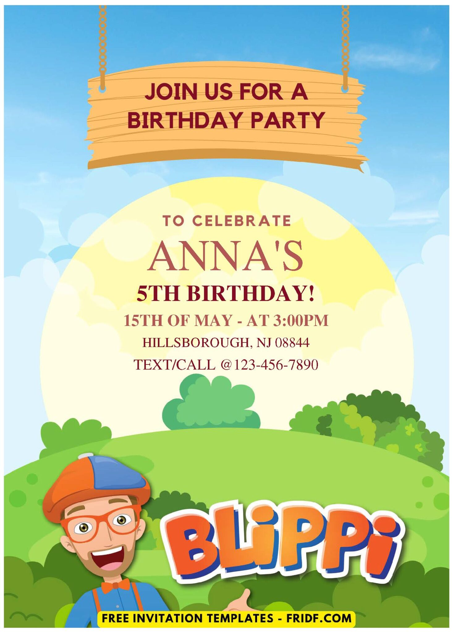 (Free PDF Invitation) Playful Blippi Birthday Invitation