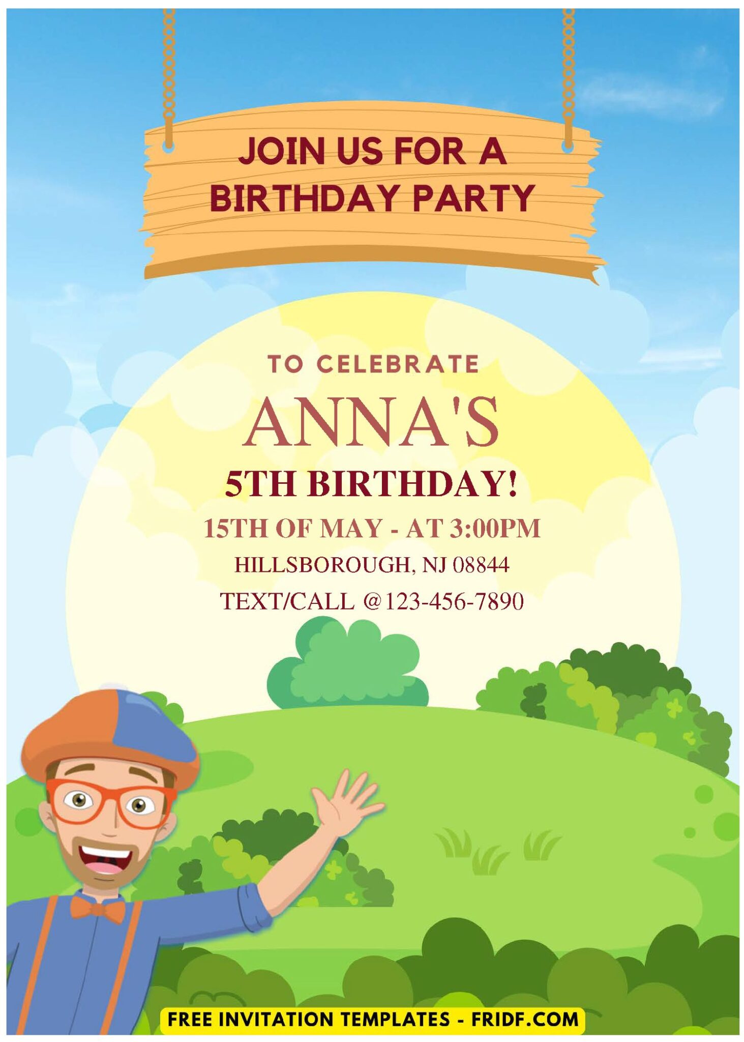 (Free PDF Invitation) Playful Blippi Birthday Invitation