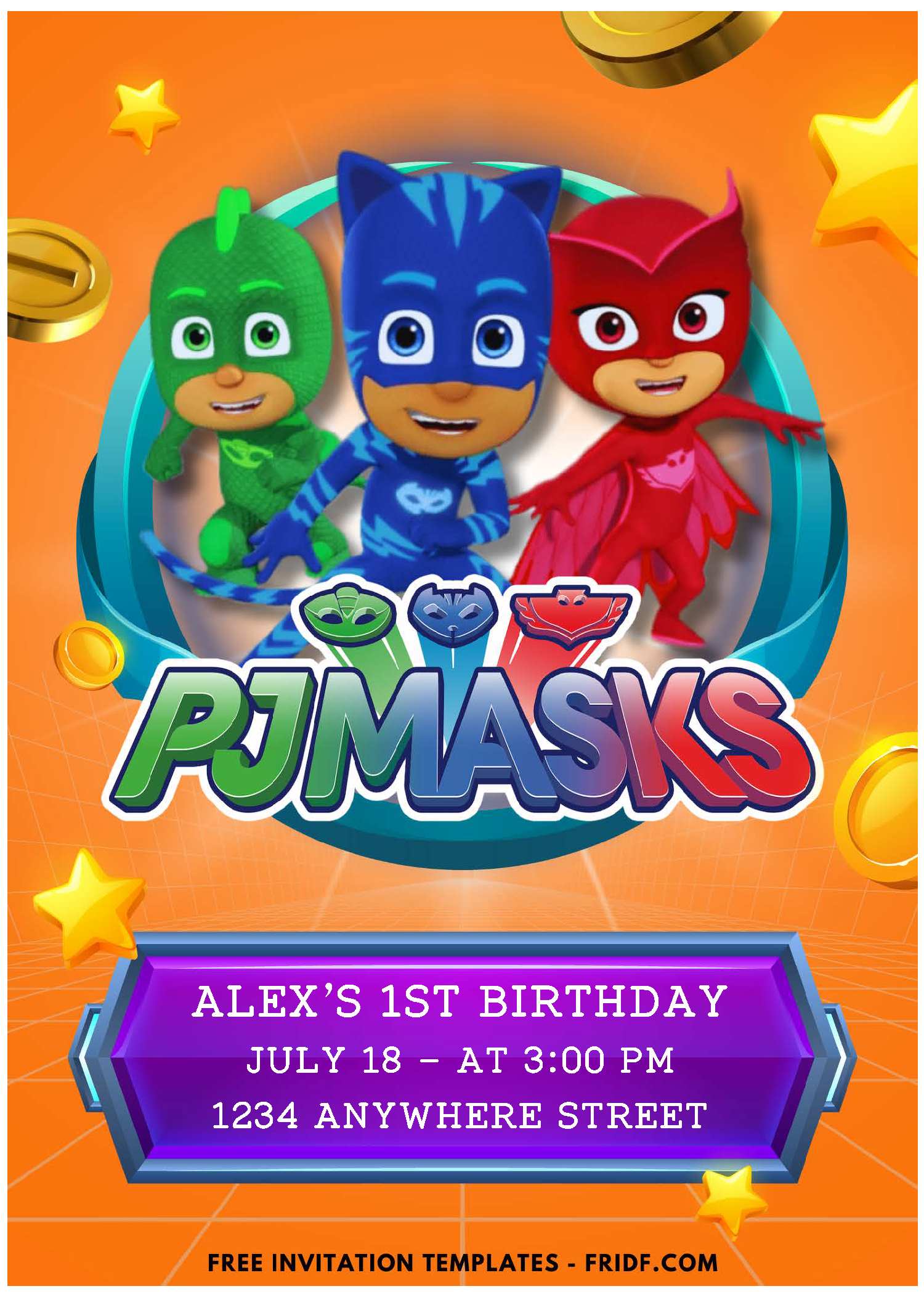 (Easily Edit PDF Invitation) Awesome PJ Masks Birthday Invitation
