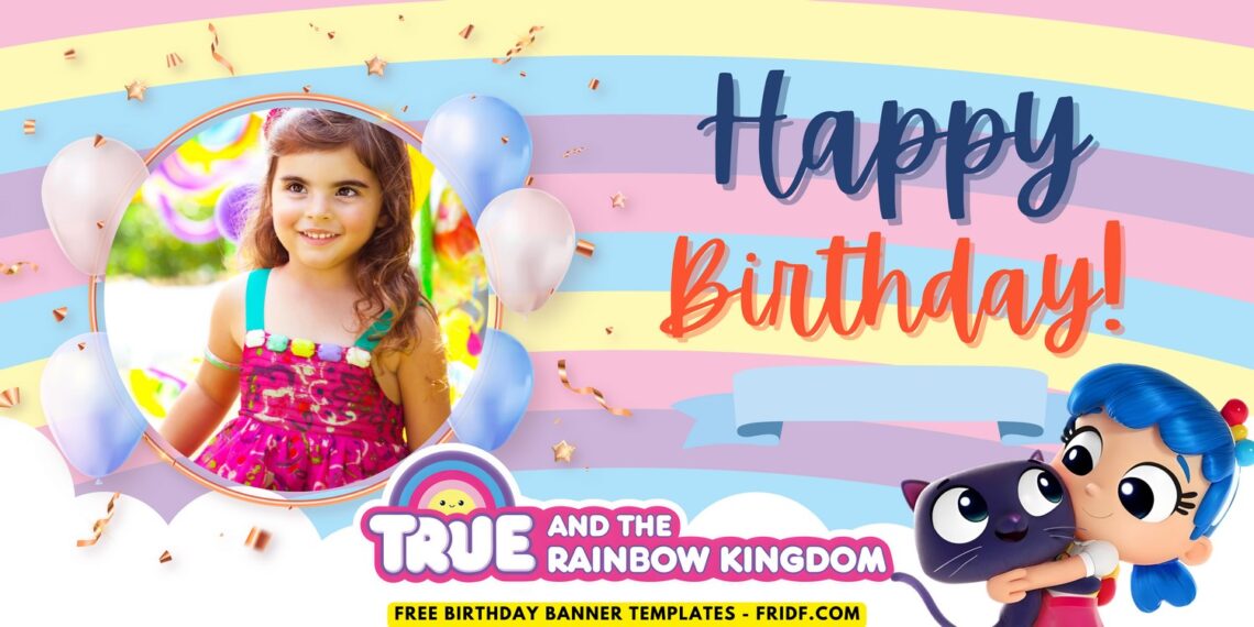 (Free Canva Template) Delightful True And Rainbow Kingdom Birthday ...
