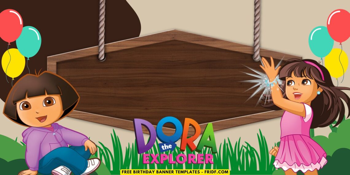 (Free Canva Template) Dora's Jungle Adventure Birthday Banner Templates ...