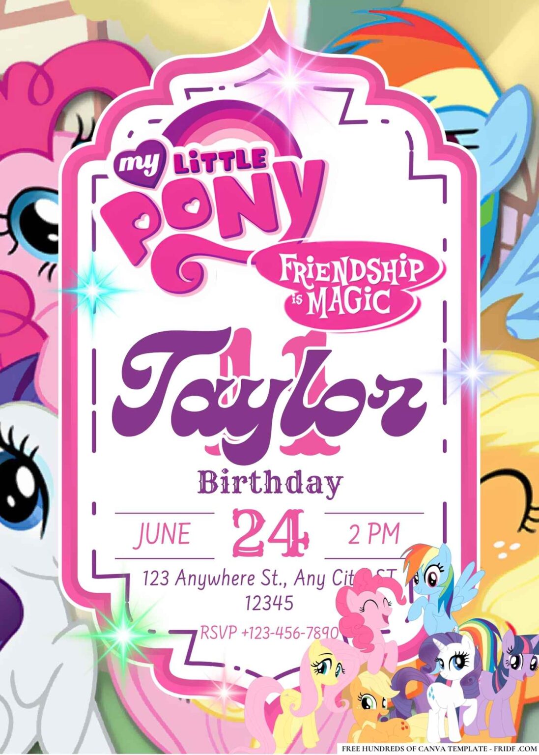 FREE Editable My Little Pony Birthday Invitations - fridf. free pdf ...