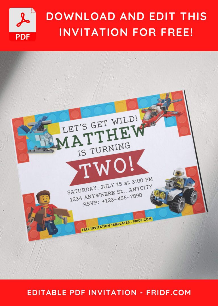 (Free PDF Invitation) Lego Action Figure And Cars Birthday Invitation