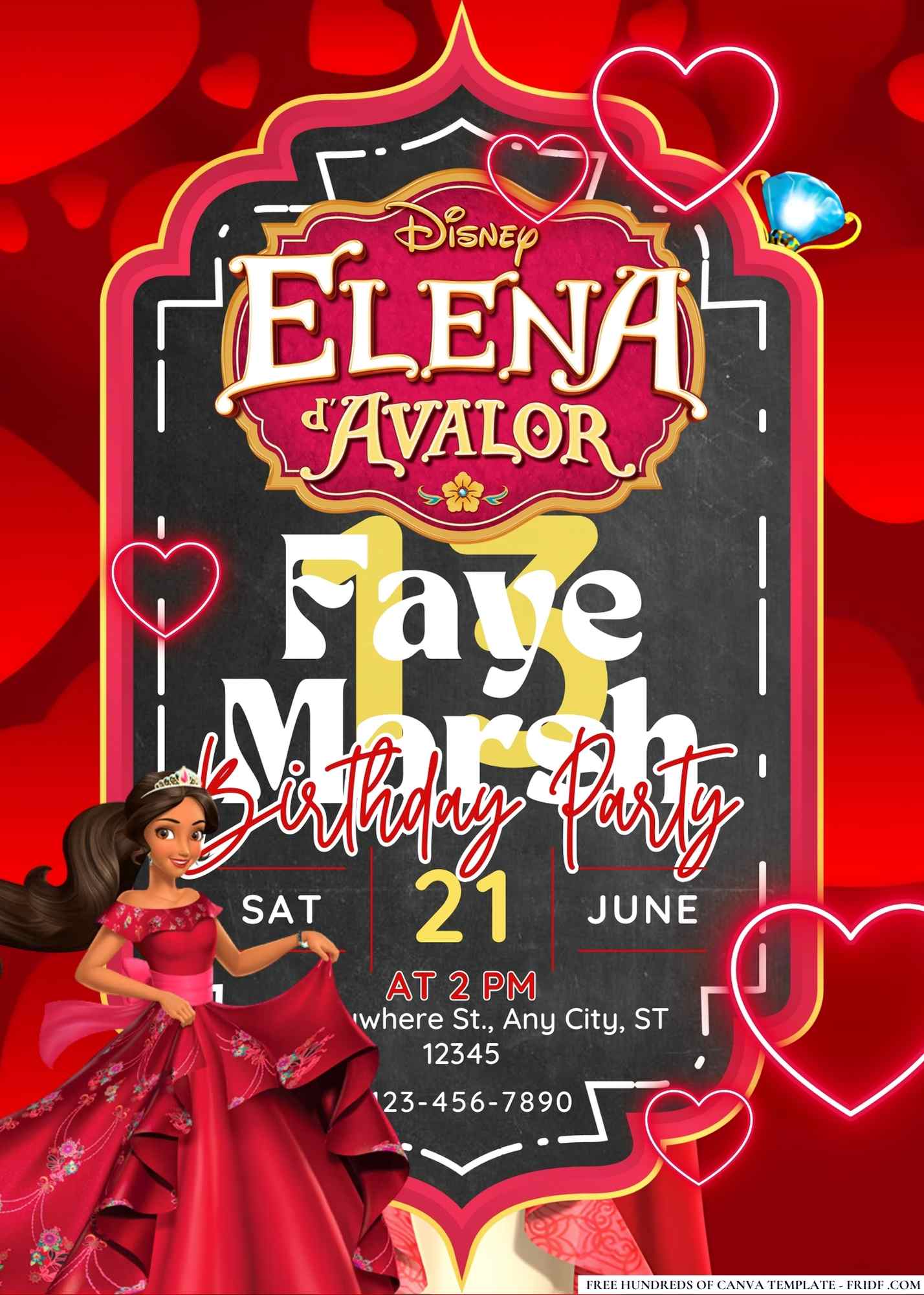 FREE Editable Elena of Avalor Birthday Invitations