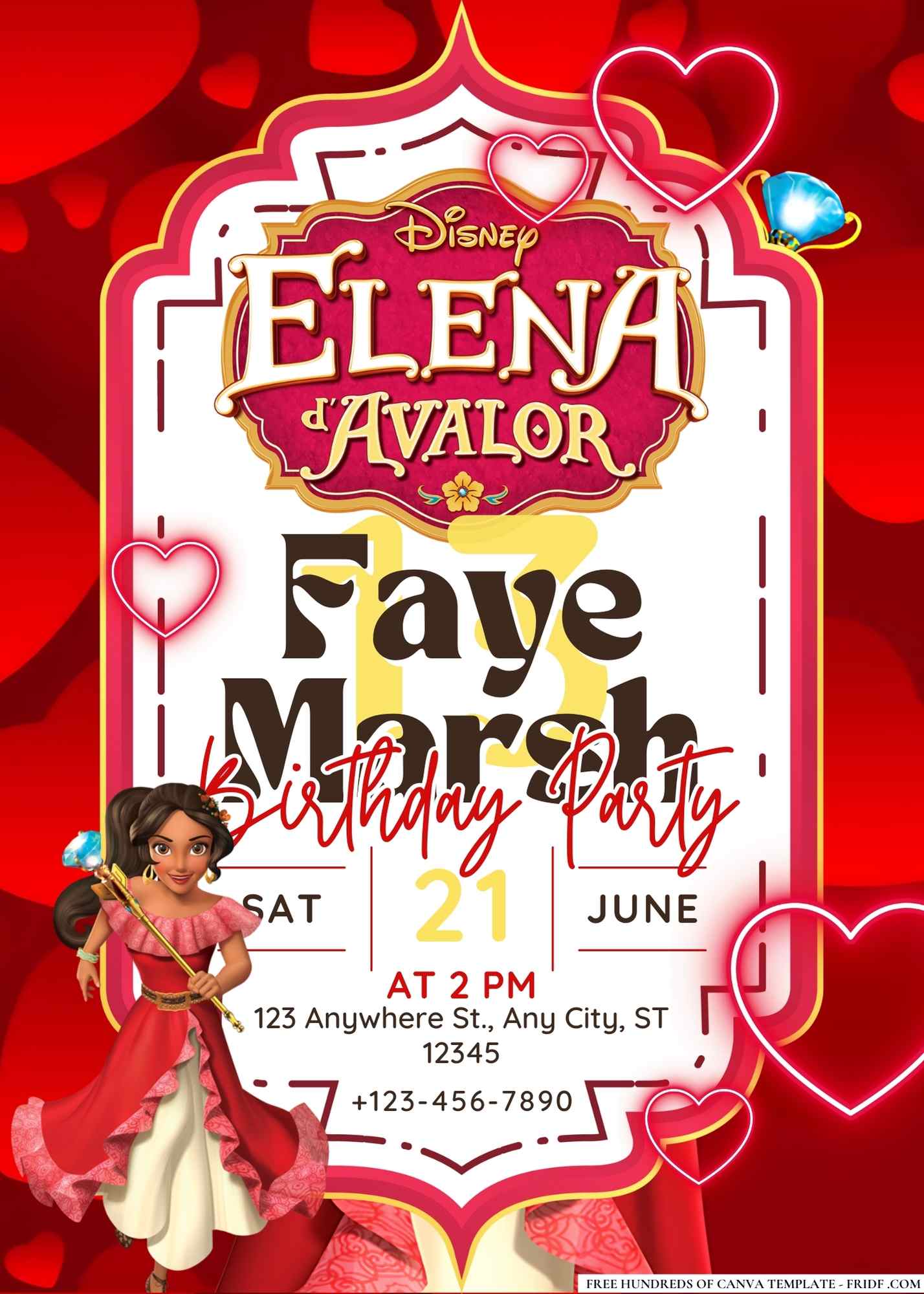 FREE Editable Elena of Avalor Birthday Invitations