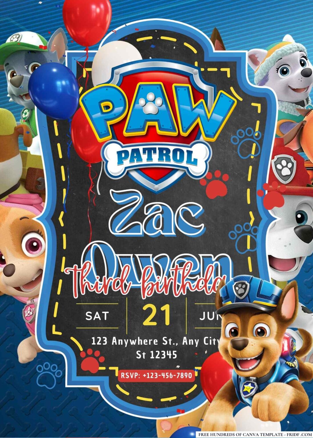 FREE Editable Paw Patrol Birthday Invitations