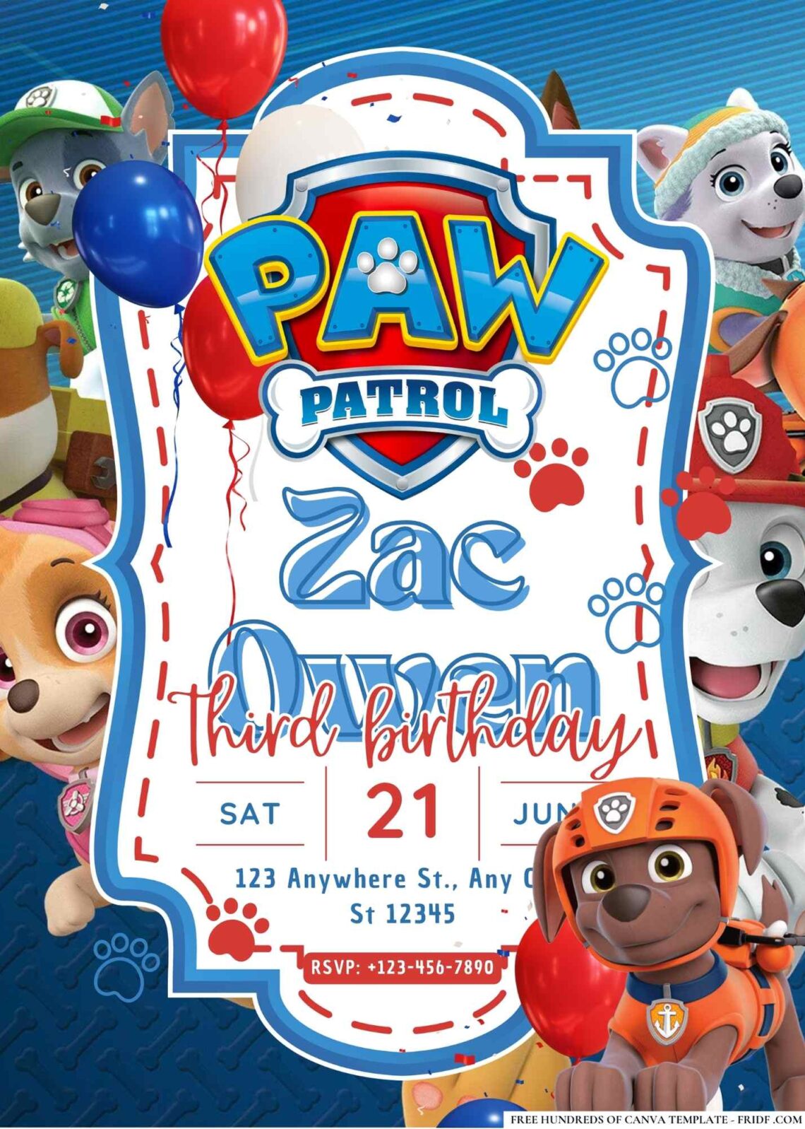 FREE Editable Paw Patrol Birthday Invitations