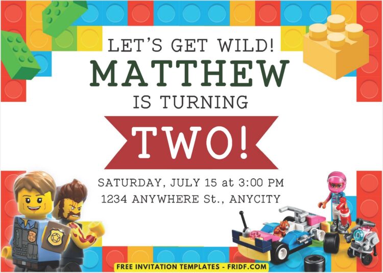 (Free PDF Invitation) Lego Action Figure And Cars Birthday Invitation