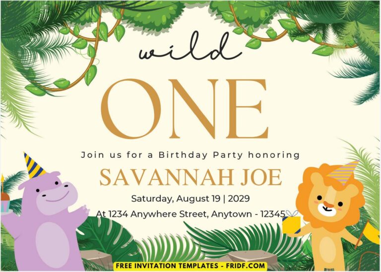 (Free PDF Invitation) Wild Ones Animal Bonanza Birthday Invitation