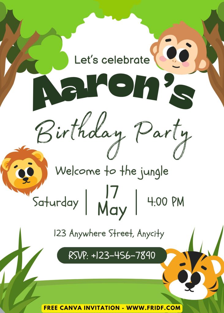 FREE Baby Jungle Animal Invitation Template - fridf. free pdf invitations