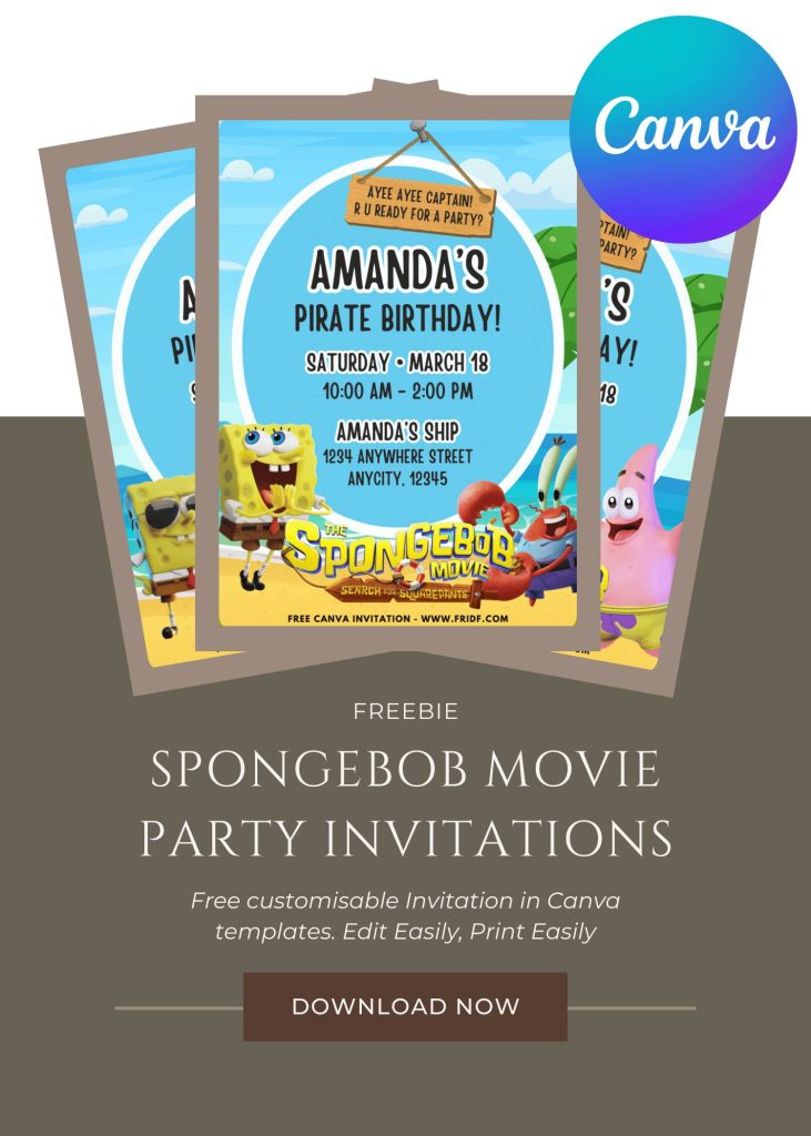 FREE SpongeBob Pirate Bonanza Invitation Template