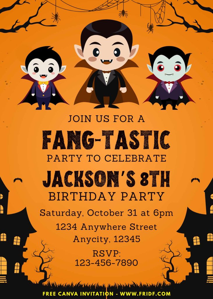 FREE Cute Dracula Vampire Invitation Template