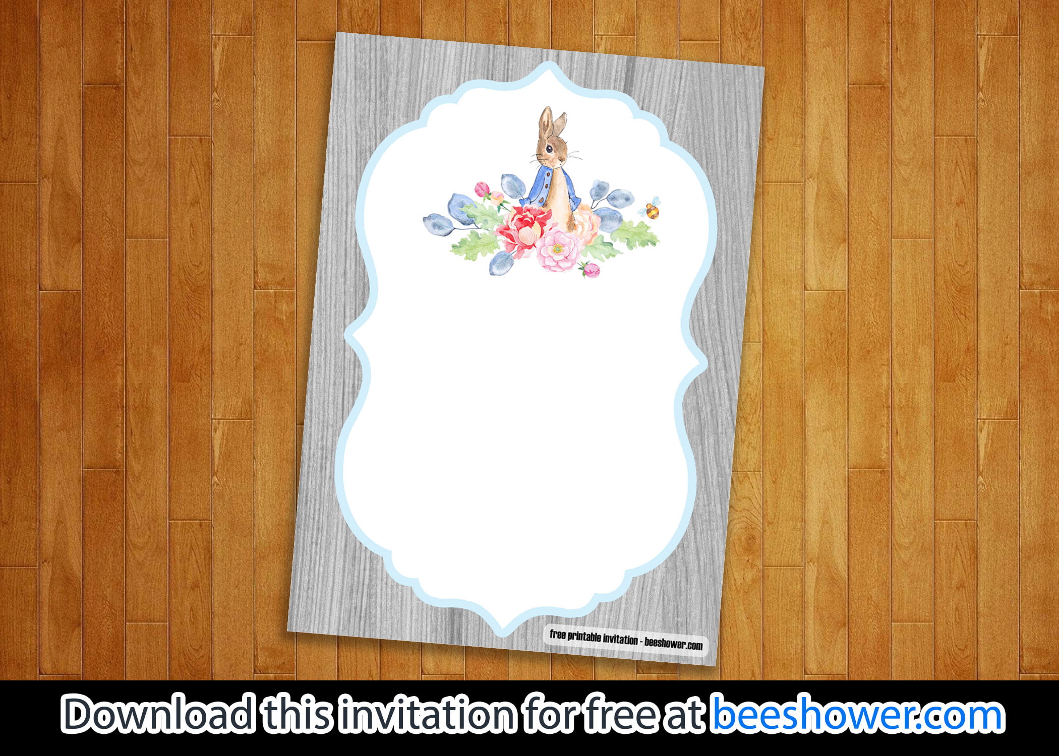 FREE Peter Rabbit Baby Shower Invitations Templates