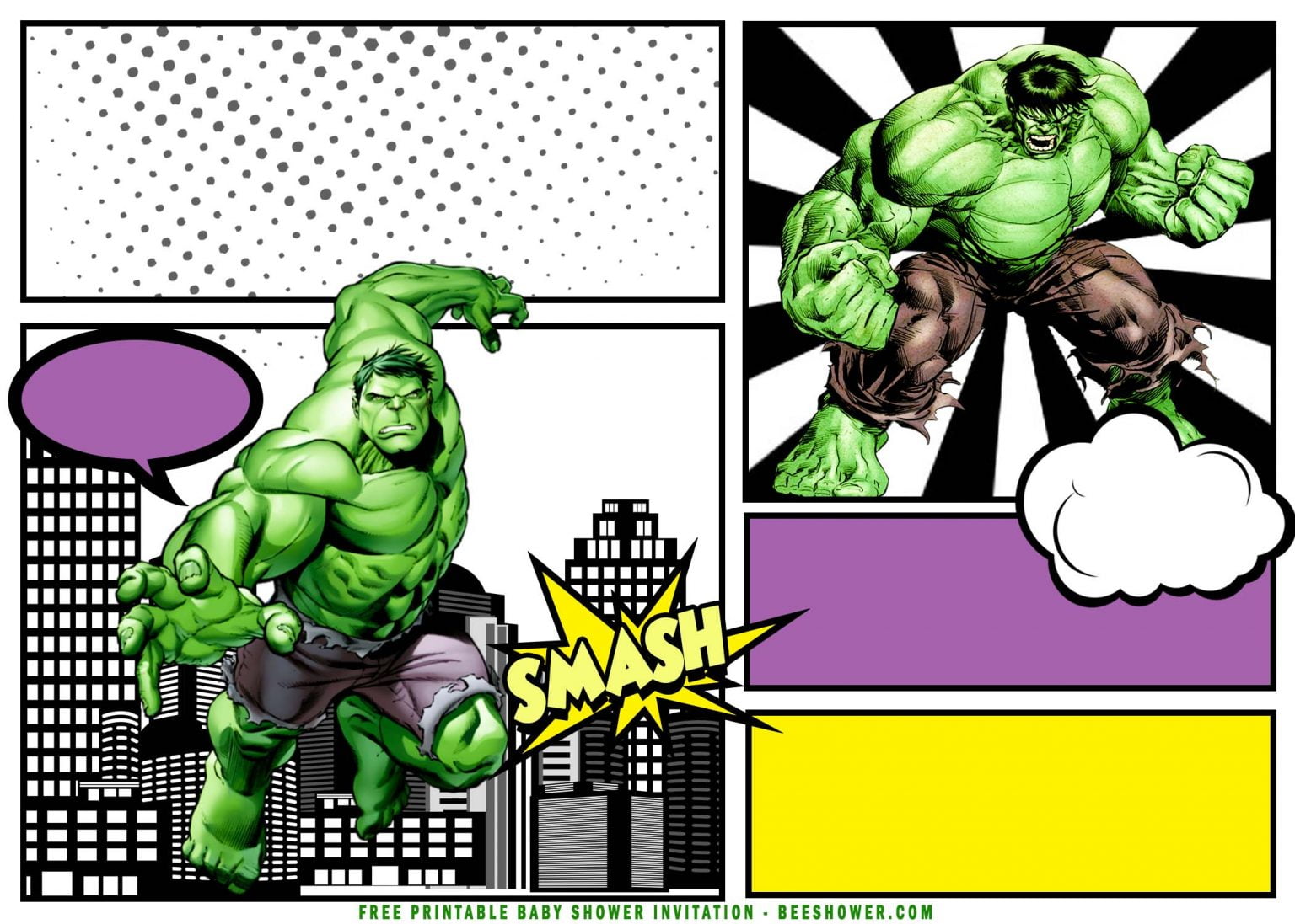 (FREE Printable) - The Incredible Baby Hulk Baby Shower Invitation ...