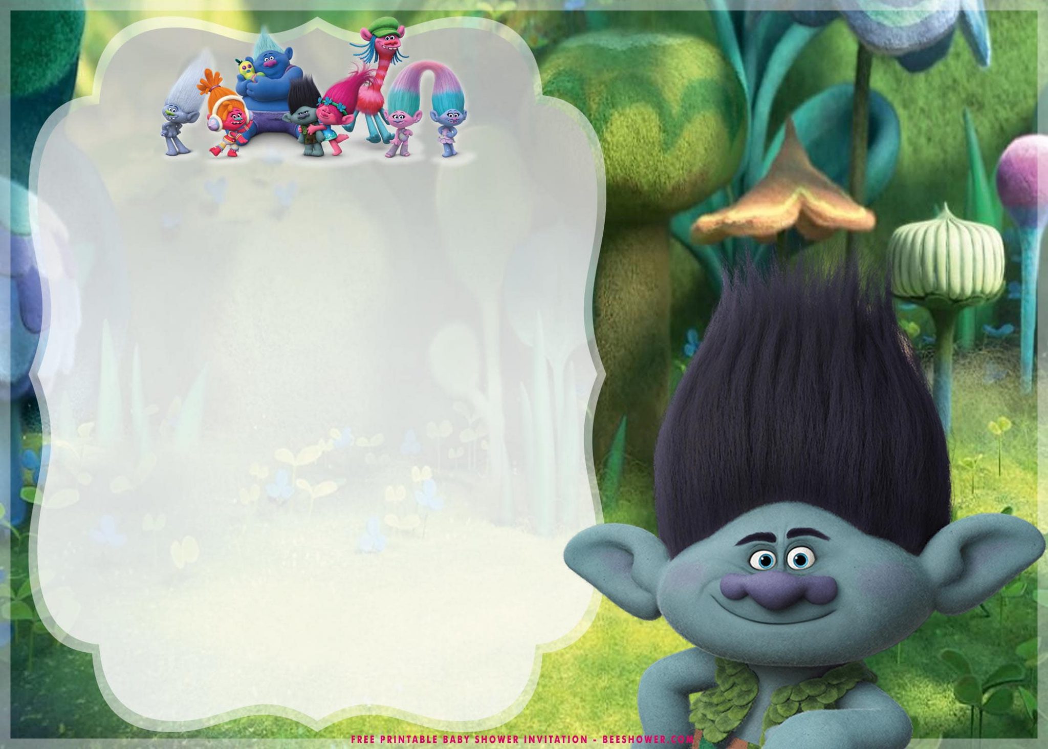 (FREE Printable) - Trolls Baby Shower Invitation Templates
