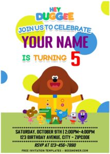 (Free Editable PDF) Sand Castle Hey Duggee Birthday Invitation Templates