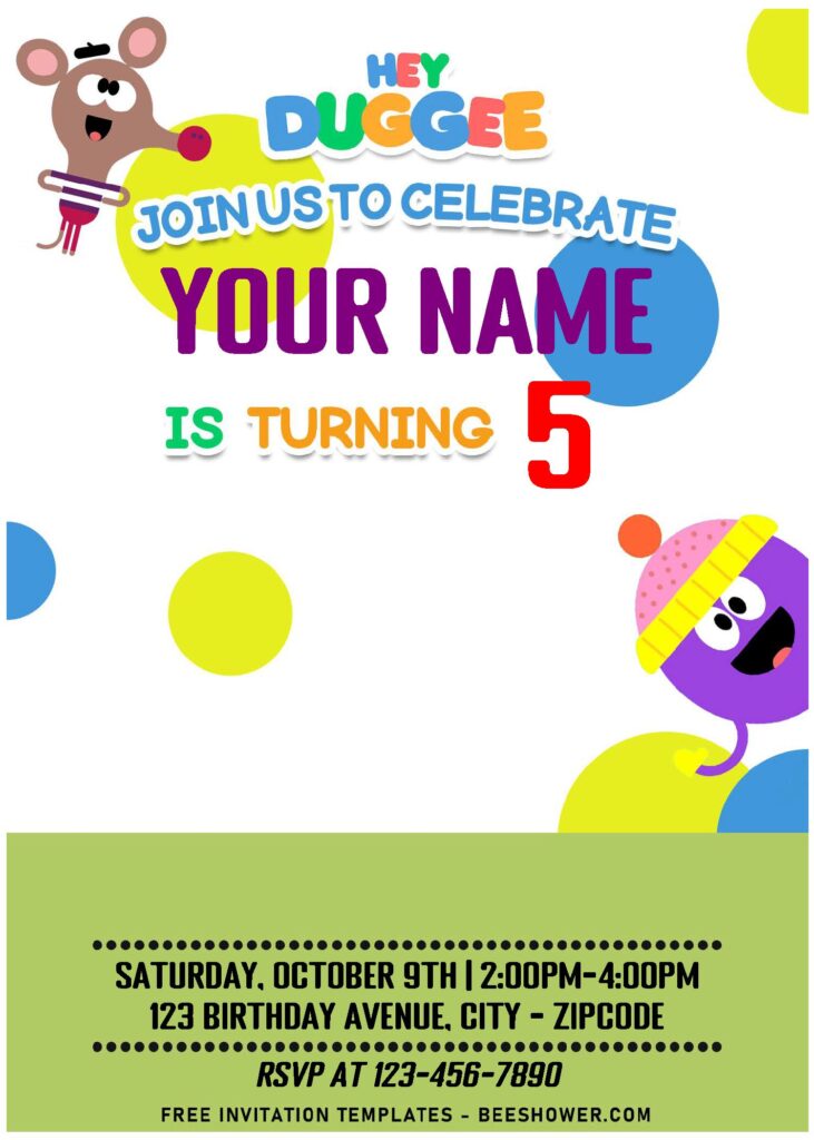 (Free Editable PDF) Sand Castle Hey Duggee Birthday Invitation Templates