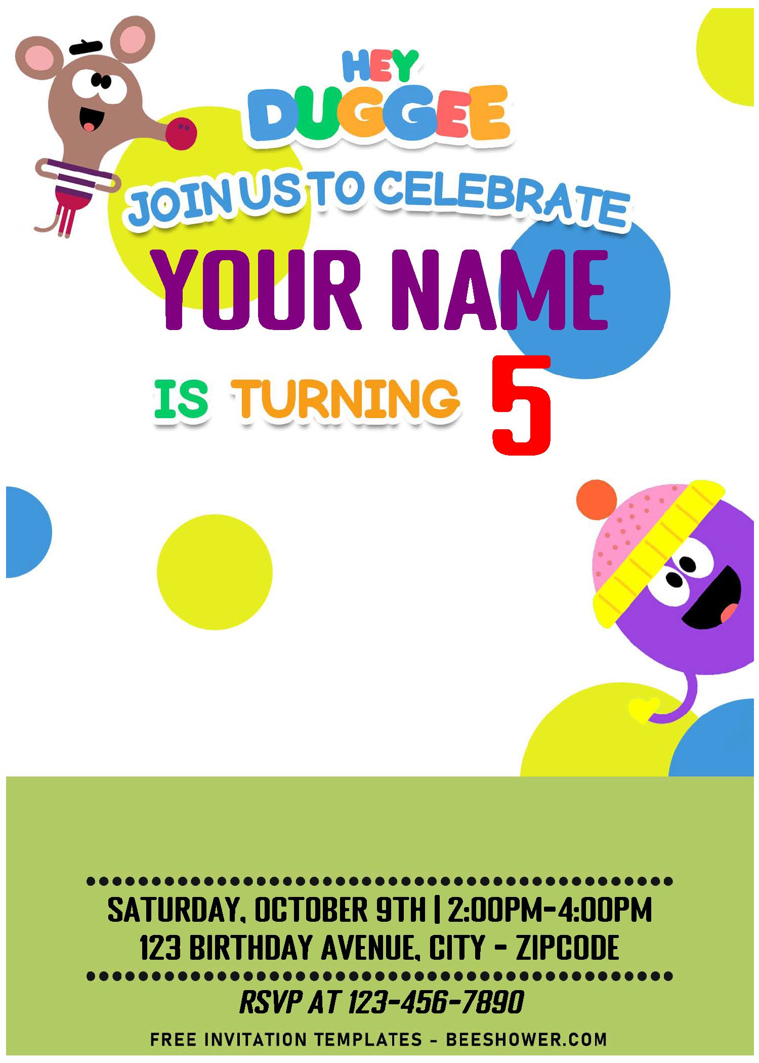 (Free Editable PDF) Sand Castle Hey Duggee Birthday Invitation Templates