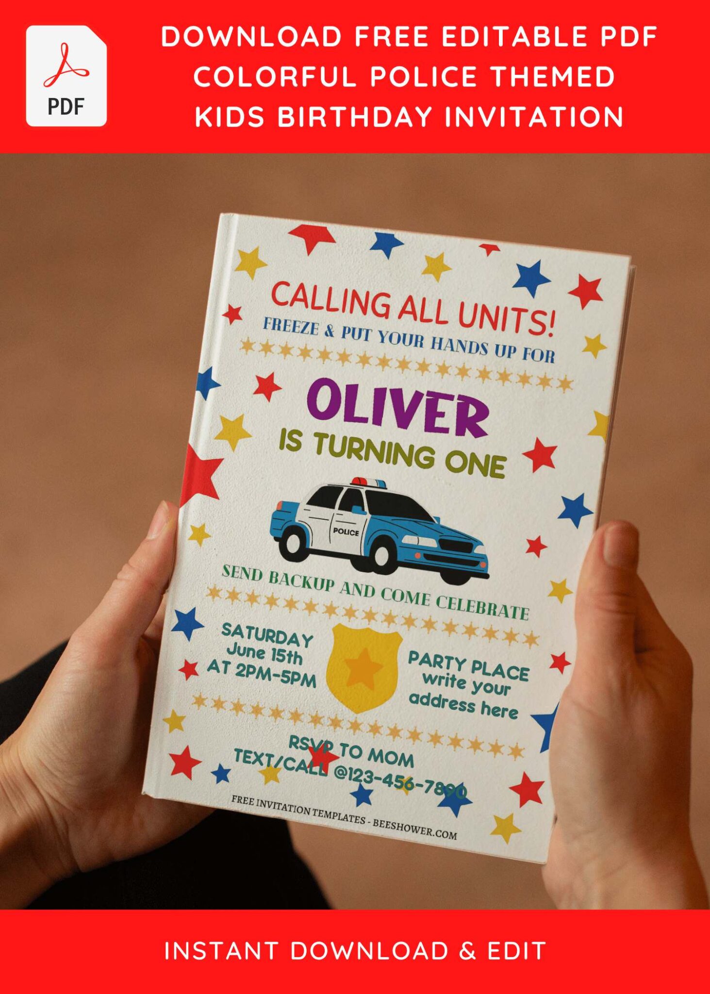 (Free Editable PDF) Epic Police Unit Birthday Invitation Templates ...